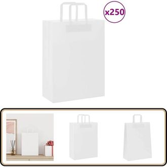 vidaXL Vidaxl - Papiertragetaschen 250 Stk. mit Henkeln Wei&szlig; 26x12x35 cm