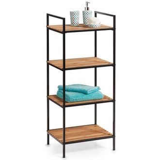 ZELLER Biblioth&egrave;que de salle de bain en bambou - 4 niveaux pour ustensiles, serviettes