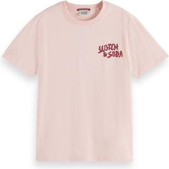 Scotch & Soda Damen T-Shirt Front Back Artwork Regular T-Shirt, Shirting Pink,XS