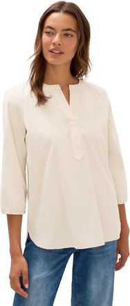 Cecil Damen 3412033 Split Neck Cordbluse, Oat Milk beige, M