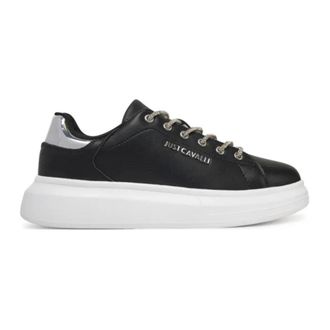 Just Cavalli Schwarze Leder Sneakers Ursa Modell - - Shoes - Damen - Schwarzk - 38 EU