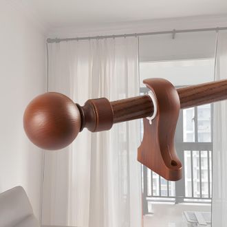 Generic 70 cm Lange Gardinenstange F&uuml;r Die Wandmontage, Holzmaserungs-Design, Aluminiummaterial, R&ouml;mische Vorhangstange F&uuml;r Wohnzimmer, Schlafzimmer, B&uuml;ro-Rau