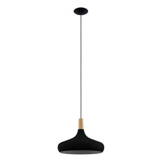 Eglo Pendelleuchte Esstisch Sabinar, H&auml;ngelampe f&uuml;r Wohnzimmer und Esszimmer, Esszimmerlampe aus Metall in schwarz und Holz in Natur, FSC100HB, Lampe h&auml;nge