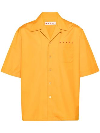 Marni Popeline-Hemd mit Logo-Print - Orange