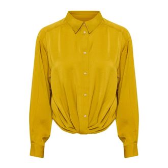 Inwear Goldene Palmenbluse mit Knotendetail - - Blouses & Shirts - Damen - Gelb - M