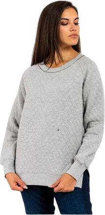 Gas Gas, Femme, Sweatshirts et sweats &agrave; capuche, Gris, Taille: 34 FR SweaT-shirt classique en coton avec poignets et ourlet c&ocirc;tel&eacute;s