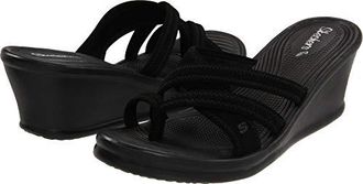 Skechers Cali Womens Rumblers-Beautiful People Wedge Sandal, Black, 8 M US