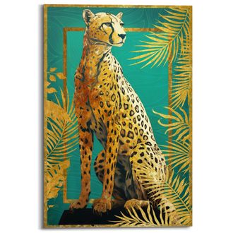 Reinders Wandbild, Cheetah Pose, Wohnzimmer, Bilder, Wanddeko, Room Decor, MDF, Gold, 90 x 60cm