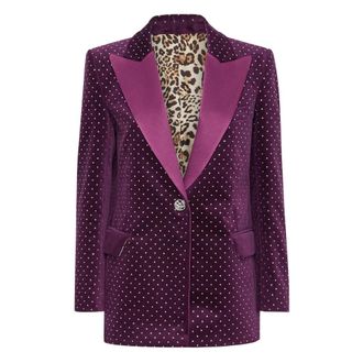 Philipp Plein Femme, Vestes, Violet, Taille: 36 FR Blazer Coupe avec Cristaux