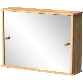 Vicco Badspiegelschrank Mireo, Bambus, 55 x 40 cm mit 2 Schiebet&uuml;ren, Vicco
