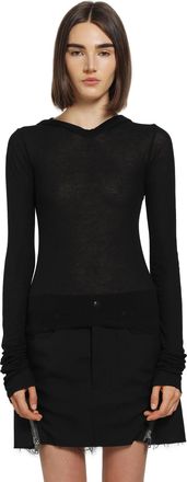 Rick Owens Cropped Hooded Rib LS T