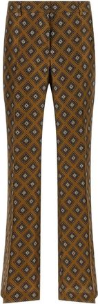 Alberto Biani Femme, Pantalons, Brun, Taille: 44 FR Pantalon en Twill de Soie Imprim&eacute; Cravate