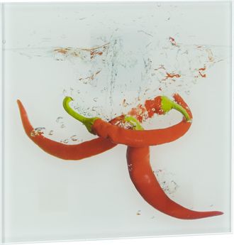 Eurographics Eurographics DG-DT1053 Glasbild Deco Glass Splashing Chili Pepper 20 x 20 cm