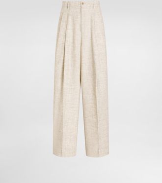 Dolce & Gabbana Tweed-effect Linen And Viscose Trousers - Mann Hosen Und Shorts Beige 54