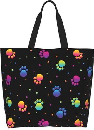 Generic Empreinte De Patte De Chien Amusante Sac &Agrave; Bandouli&egrave;re Pliable Sacs De Courses Imperm&eacute;able Sac Courses Pour Voyage Plage Gym