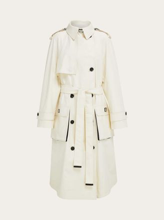 Ferragamo Damen Trenchcoat aus beschichtetem Leinen Wei&szlig;