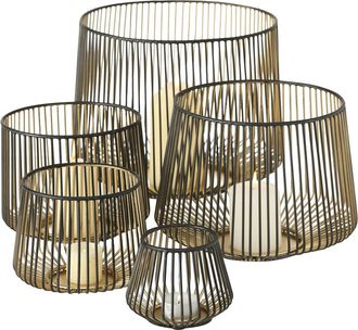 Boltze Windlicht Kerzenhalter Eisen schwarz gold H 10-22 cm XXL 5er Set