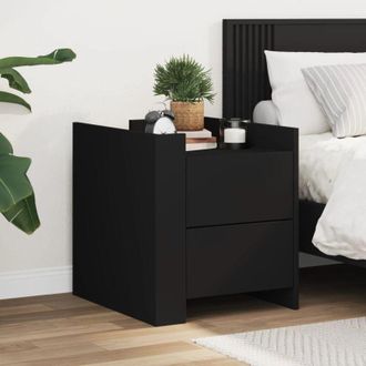 vidaXL Table de chevet noir 45x50x50 cm bois ding&eacute;nierie Vidaxl