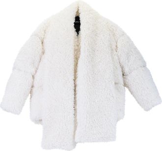 Karl Lagerfeld Femme, Vestes, Blanc, Taille: 38 FR KL Studio Manteau en fausse fourrure