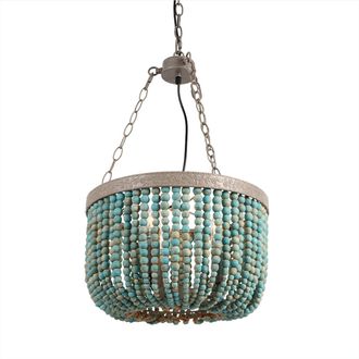 Newrays Grau-blauer Holzperlen Kronleuchter Bohemian Boho Beachy K&uuml;chen Deckenleuchten