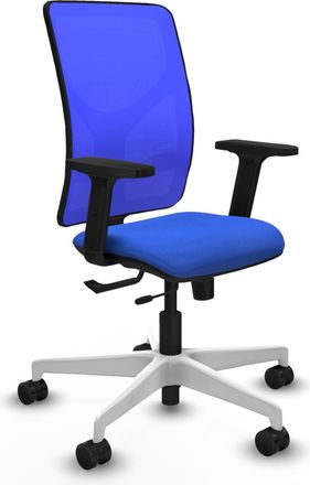 Piqueras y Crespo Blauer Schreibtischstuhl mit 2D-Armlehnen, h&ouml;henverstellbare Lendenwirbelst&uuml;tze, ausgestattet mit Syncro/Traslack und Schneideschaum, mit Rollen von 6