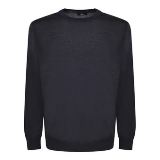 Dell'Oglio Lang&auml;rmliger Pullover mit Rundhalsausschnitt - - Knitwear - Herren - Blau - M