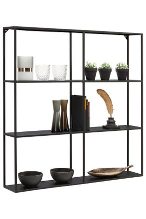 Landscape Wandregal, Schwarz, Metall, 90x90x15 cm, in verschiedenen Größen erhältlich, Wohnzimmer, Regale, Wandregale