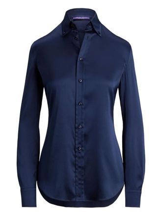 Ralph Lauren Collection chemise en soie Cameron &agrave; boutonni&egrave;re - Bleu