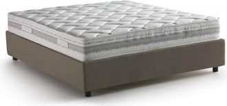 Talamo Italia Doppelbett Cecilia, Bettkasten mit Kunstlederbezug, 100 % Made in Italy, &Ouml;ffnung vorne, inklusive Matratze 160 x 190 cm, Taupe