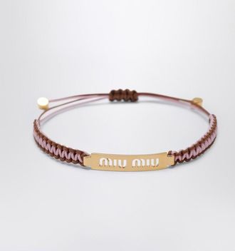 Miu Miu Pink/brown braided cord bracelet