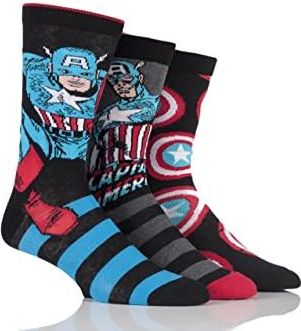 SockShop Hommes Marvel Capt America Chaussettes en Coton - 3 Paires 40-45