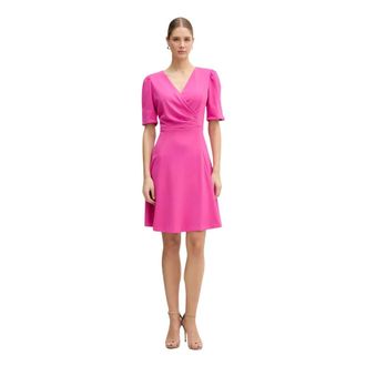 DKNY Dkny - Robe courte &agrave; manches bouffantes et col en V - Femme - Robes - Rose - Taille: 34 FR