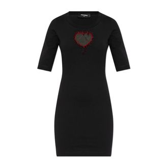 Dsquared2 Femme, Robes, Noir, Taille: 40 FR Robe avec Appliqués