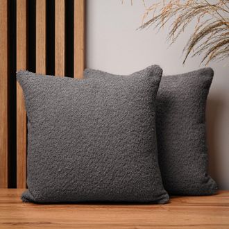 MG Design 2er Set Kissenbez&uuml;ge 40 x 40 cm in Dunkelgrau - mit Rei&szlig;verschluss, fein gewebt mit Chenille-Haptik, pflegeleich