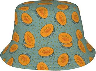 Generic Imprimé Chapeau Bob Motif de Fruit cantaloup de Dessin animé Chapeaux de Soleil de Plage Pliable Extérieur Casquette pour Adultes Hommes Chasse