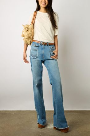 Gerard Darel T-shirt en lin &agrave; broderie - MANIKA - Ecru