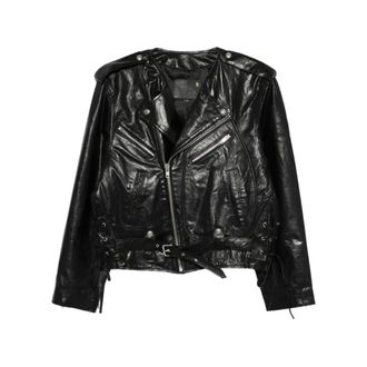 R13 Femme, Vestes, Noir, Taille: 38 FR Blouson de Moto en Cuir
