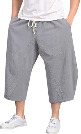 Generic Pantalon Jogging Homme Coton Pantalons de Sport D&eacute;contract&eacute; Pantalon Homme Baggy Large Hip Hop Braguette Suspendue Bloomers Longueur Mollet Taille Moy