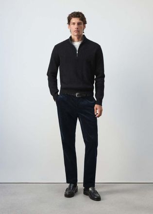 Mango Pantalon velours c&ocirc;tel&eacute; slim-fit bleu marine - Homme - 38 - MANGO MAN