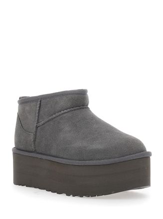 UGG Womens Boots Ultra Mini Classic Grey Suede Leather