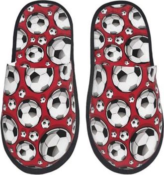 Generic Pantoufles De Maison Ballon De Football Rouge R&eacute;utilisables Pantoufles DH&ocirc;tel Antid&eacute;rapant Chaussons Maison Pour Voyage Chambre Homme M