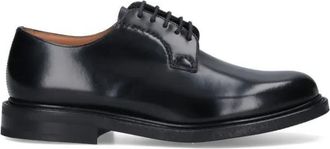 Churchs Polished Black Leather Derby Shoes With Rounded To - Gr. 6 - in Schwarz