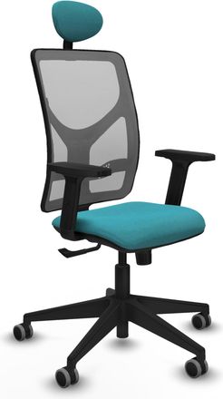 Piqueras y Crespo B&uuml;rostuhl aus Netzstoff, mit 2D-Armlehnen, h&ouml;henverstellbare Lendenwirbelst&uuml;tze und festes Kopfteil, ausgestattet mit 3 Positionen und Schneideschaum,