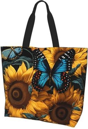 Generic Papillon Bleu Sac Cabas L&eacute;ger Tote Bag Pliable Sac &Agrave; Bandouli&egrave;re Pour Gym Quotidienne Voyage