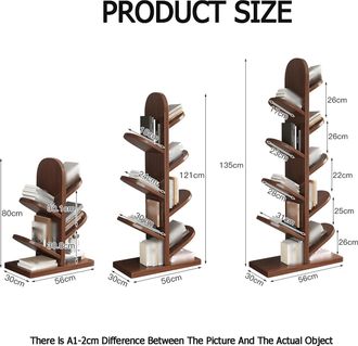 Generic Baumförmiges Bücherregal, Turm aus massivem Holzrahmen, verdickte Basis, bodenstehend, hoch, geeignet for Wohnzimmer, Schlafzimmer und Home Office(Col