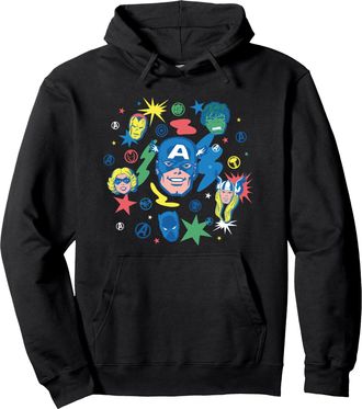 MARVEL Super Heroes Avengers Captain America Big Face Retro Pullover Hoodie