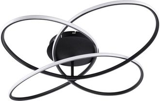 Globo Lighting Globo Lighting - Plafonnier led avec t&eacute;l&eacute;commande plafonnier noir luminaire de salon dimmable cct, m&eacute;tal opale, 60W 3900Lm 3000-4000-6000K, d 80 cm