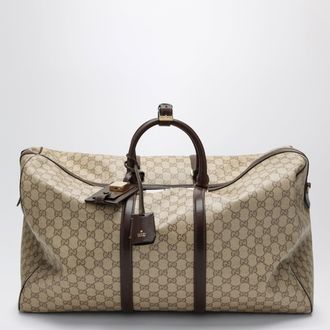 Gucci Essence Classic Brown Coated Fabric Duffel Bag