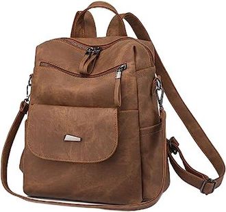 Generic Sac à dos tendance en cuir confortable pour étudiant, voyage, ordinateur portable, marron, taille unique