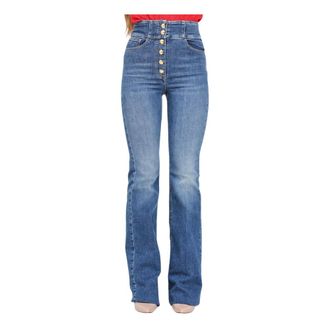 Elisabetta Franchi Femme, Jeans, Bleu, Taille: W30 Jean Évasé en Denim avec Boutons Nautiques